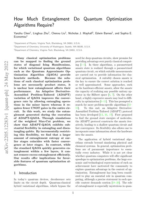 pdf how much entanglement do quantum optimization algorithms require