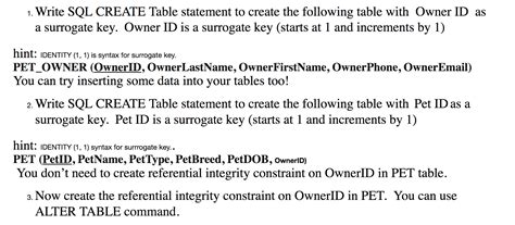 solved 1 write sql create table statement to create the