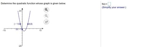 solved determine the quadratic function whose graph is given