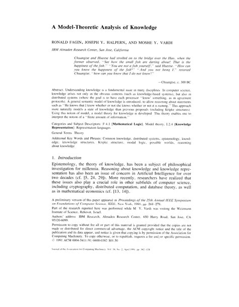 pdf a model theoretic analysis of knowledge