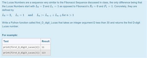 solved the lucas numbers are a sequence very similar to the