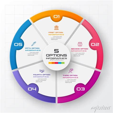 Circle Chart Infographic Template With 5 Options Vector Illustration