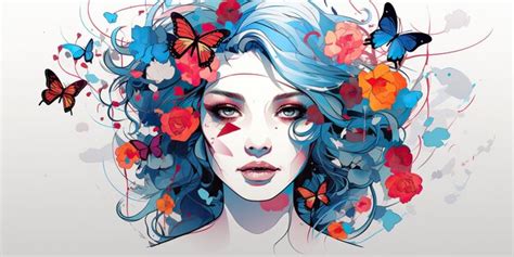 Premium Ai Image Ai Generated Ai Generative Beautiful Girl Woman With Butterfly In Hair Make