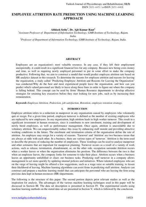 pdf employee attrition rate prediction using machine learning approach