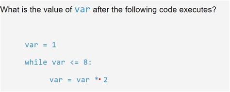 solved what is the value of var after the following code