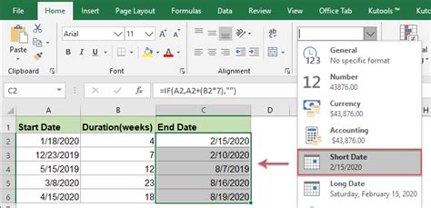 how to calculate end date from start date and duration in excel