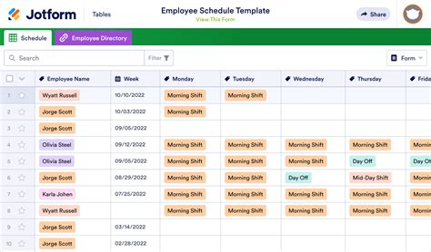 Employee Timetable