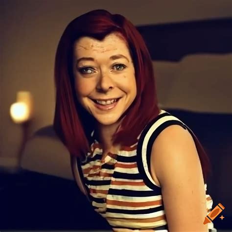 Alyson Hannigan Smiling Warmly In A Hotel Room On Craiyon