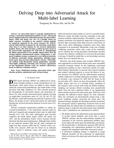 pdf delving deep into adversarial attack for multi label learning