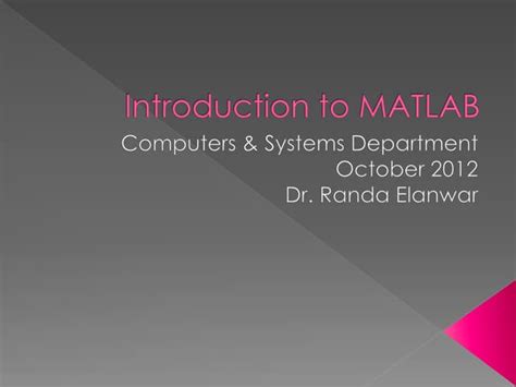 introduction to matlab lecture 1 of 4 ppt