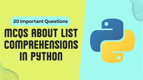 list comprehensions in python mcqs top 20 python list questions and answers javatpoint youtube