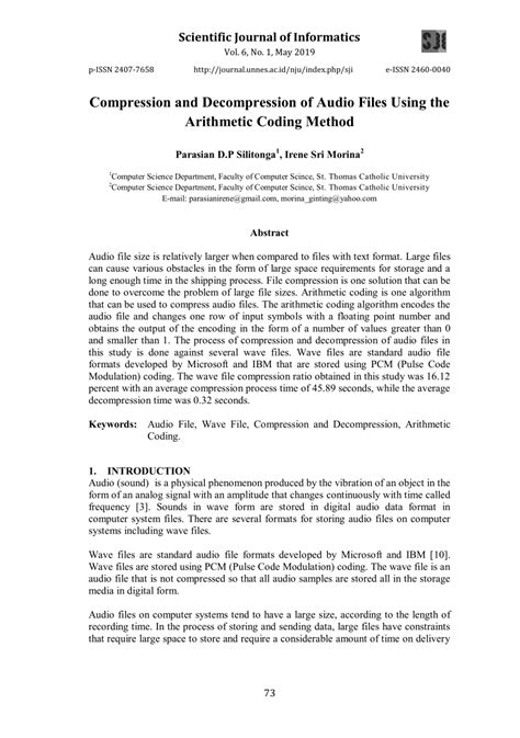 pdf compression and decompression of audio files using the arithmetic coding method
