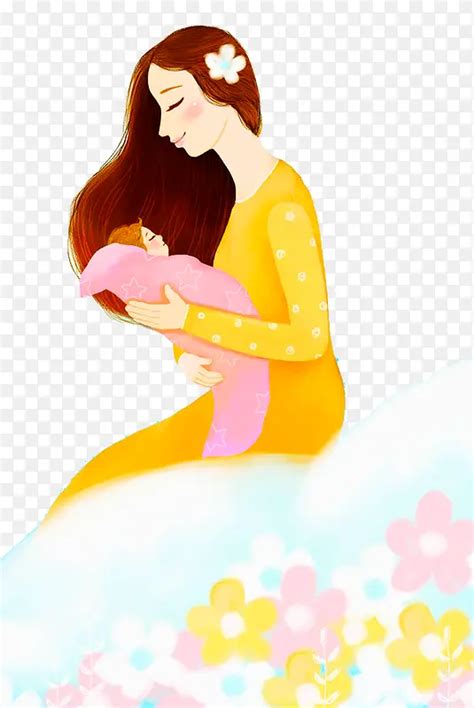 手绘人物插图母亲节妈妈抱着婴儿PNG图片素材下载 图片编号qbavrenv 免抠素材网