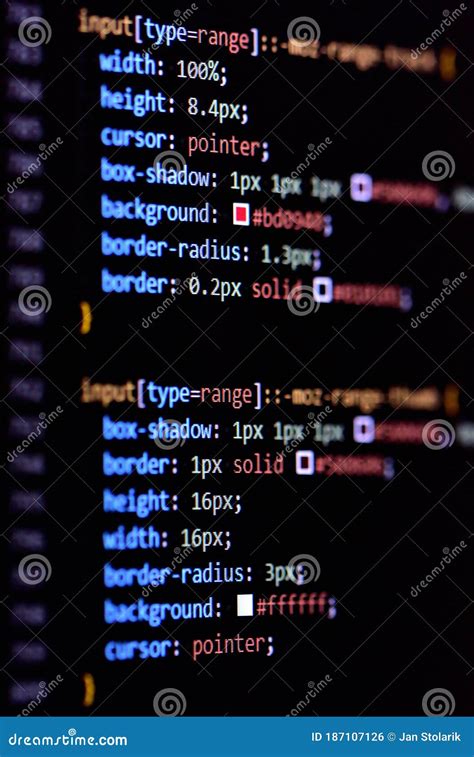 modern css3 cascade style sheet programming code for html coding stock image