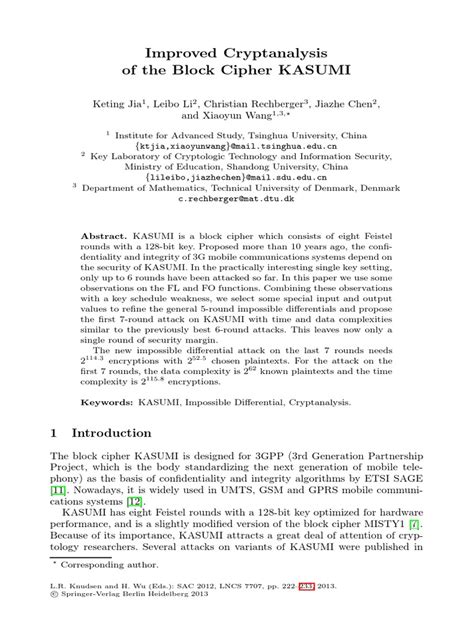 improved cryptanalysis of the block cipher kasumi pdf espionage techniques information age