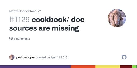 Cookbook Doc Sources Are Missing Issue 1129 NativeScript Docs V7