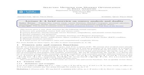 pdf lecture 3 a brief overview on convex analysis and duality€¦ · lecture 3 a brief overview