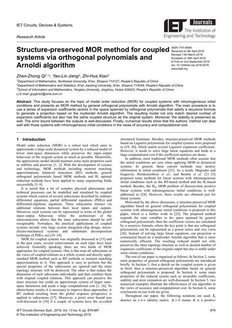 pdf a structure preserved model order reduction method for coupled systems via orthogonal