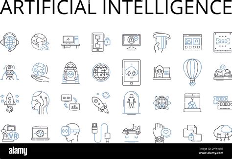 Artificial Intelligence Line Icons Collection Machine Learning