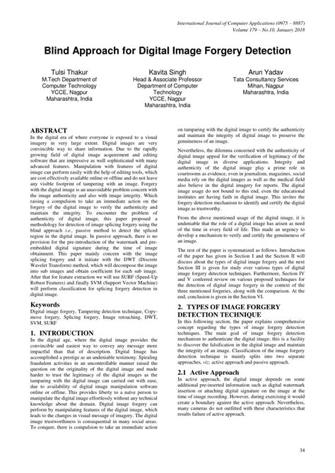 pdf blind approach for digital image forgery detection
