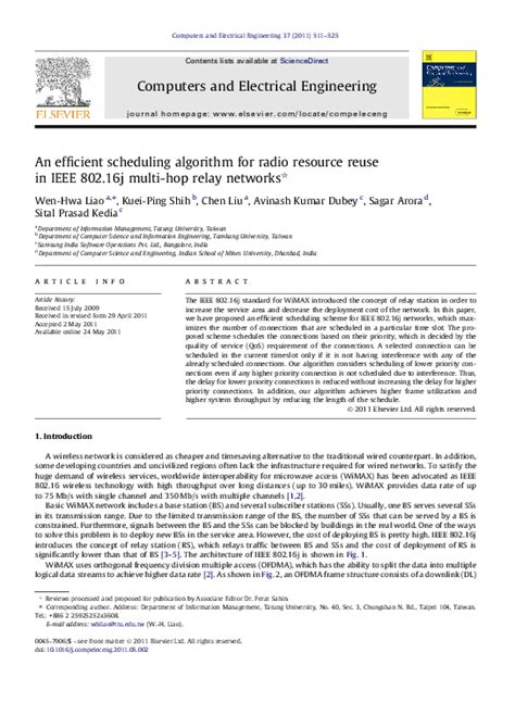 pdf an efficient scheduling algorithm for radio resource reuse in ieee 802 16j multi hop relay