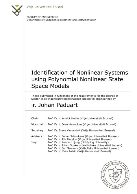 pdf identification of nonlinear systems using polynomial nonlinear state space models