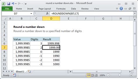 excel formula round a number down exceljet