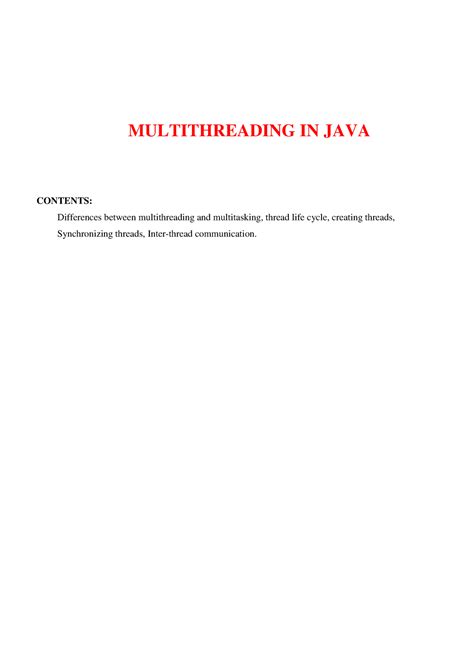 multithreading in java multithreading in java contents differences between multithreading and