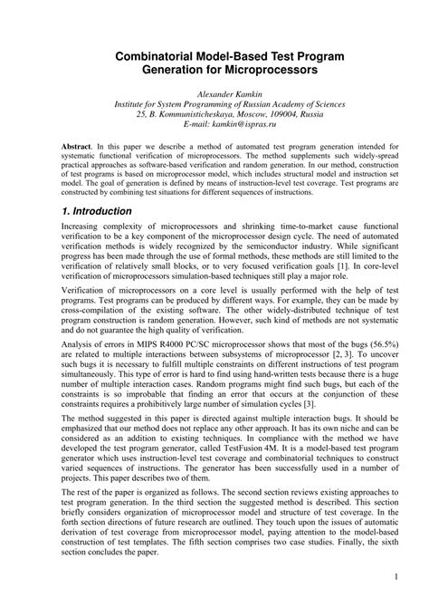 pdf combinatorial model based test program generation for microprocessors