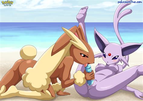 Rule 34 2girls Anthro Ass Beach Blush Breasts Dildo Espeon Female Female Only Game Freak