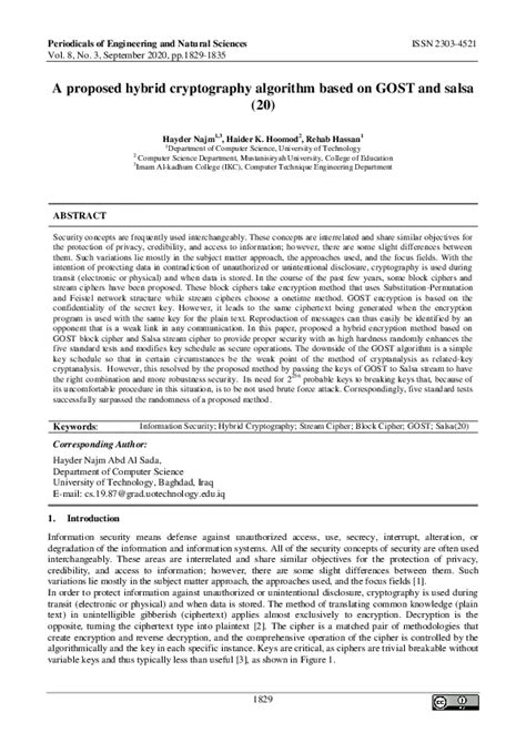 pdf a proposed hybrid cryptography algorithm based on gost and salsa 20 hayder najm