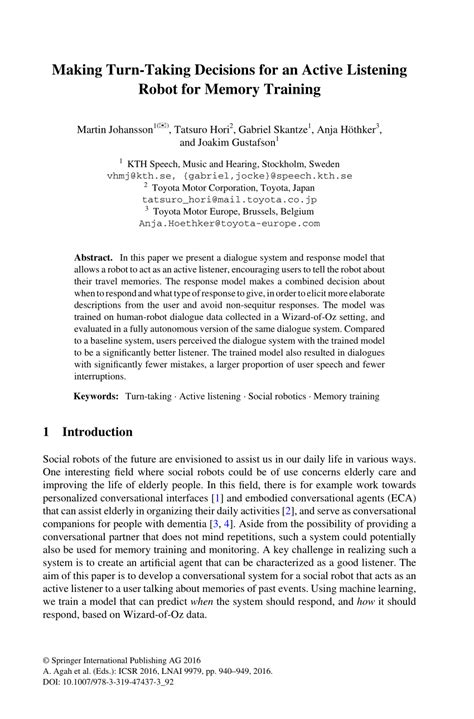 pdf making turn taking decisions for an active listening robot for memory training