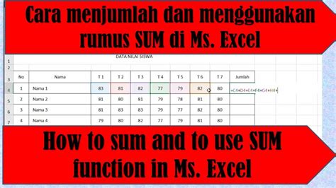 Cara Menjumlah Dan Menggunakan Rumus SUM How To Sum And To Use SUM