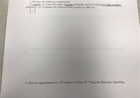solved 1 perform the following computations exactly ii