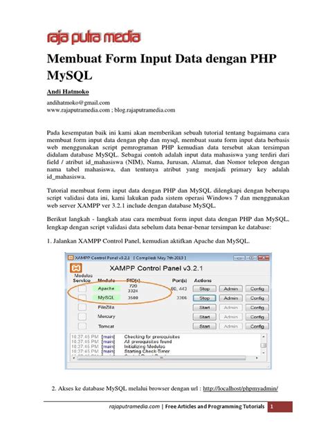 Membuat Form Input Data Dengan Php Mysql Pdf