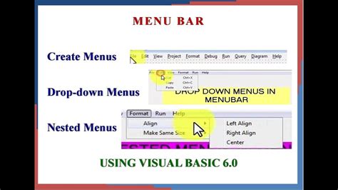 create menus drop down menus nested menus in menu bar using visual basic 6 0 youtube