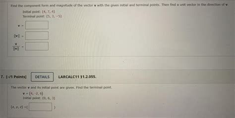 solved find the component form and magnitude of the vector v