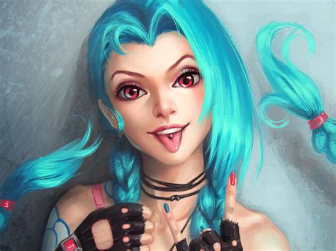 Fondos De Pantalla League Of Legends Jinx Chica De Cabello Azul Porn Sex Picture