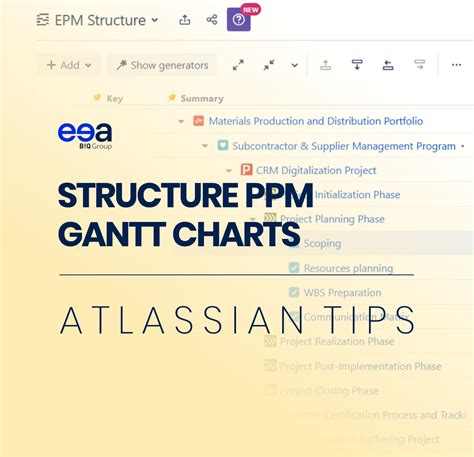 Structure PPM a Gantt Charts Uvoľnite plný potenciál Jira EEA