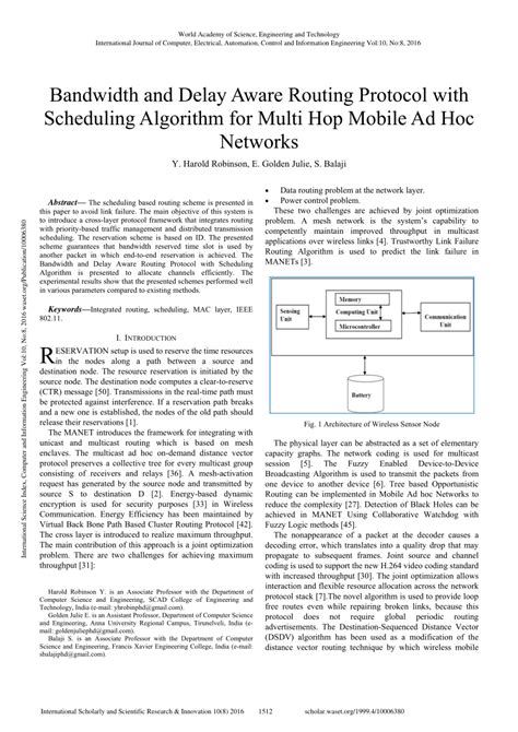 pdf bandwidth and delay aware routing protocol with scheduling algorithm for multi hop mobile