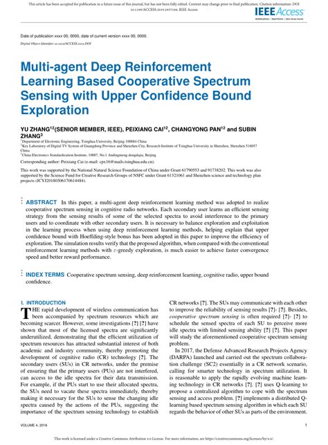 pdf multi agent deep reinforcement learning based cooperative spectrum sensing with upper