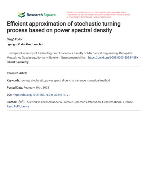 pdf efficient approximation of stochastic turning process based on power spectral density