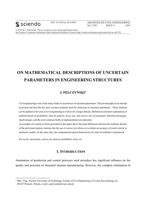 pdf on mathematical descriptions of uncertain parameters in engineering structures
