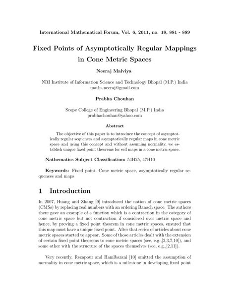 pdf fixed points of asymptotically regular mappings in cone metric spaces