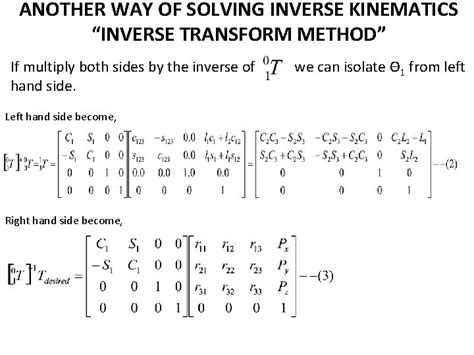 inverse kinematics using algebraic method closed form solution