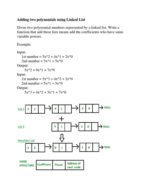 cat2adding two polynomials using linked list pdf mathematical concepts computing