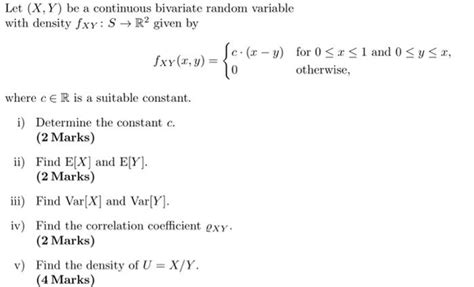 solved let x y be a continuous bivariate random variable