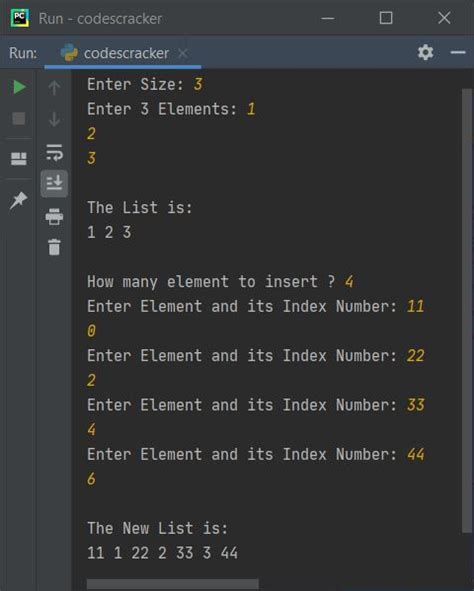 python program to insert an element in a list