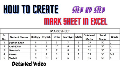 How To Create MarkSheet In MS Excel Step By Step In Urdu Hindi