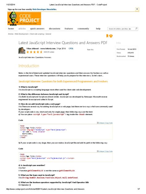 latest javascript interview questions and answers pdf codeproject55 java script array data